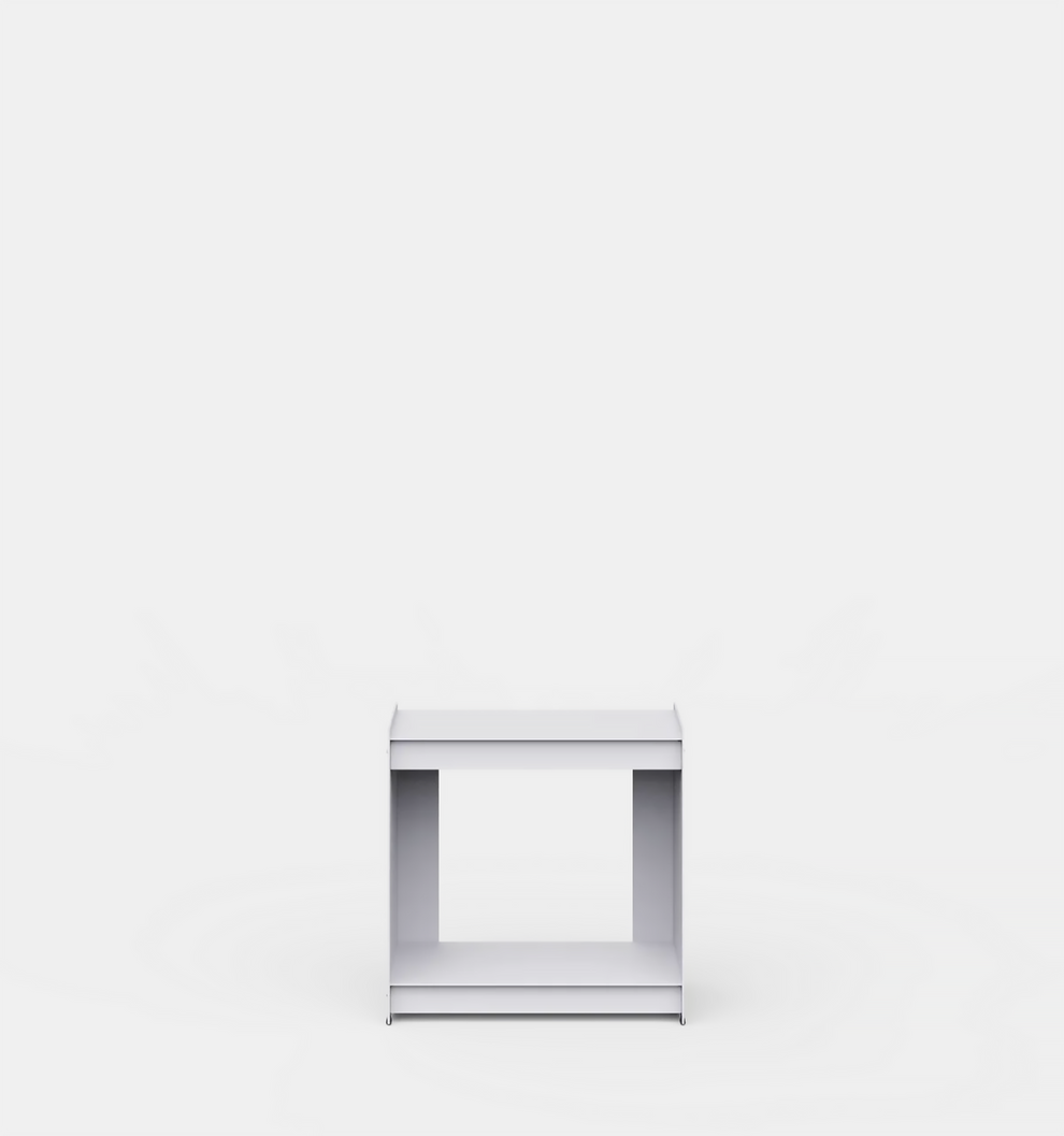 PLIÉ side table and small metal shelf unit by UTIL – analograum